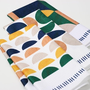 Geo Boho Dish Towel Trio – Bauhaus Geometric Boho Modern Kitchen Tea ...