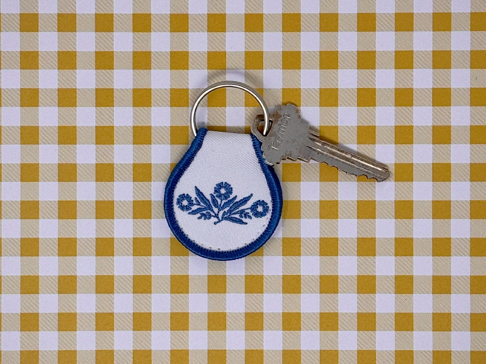 Blue Cornflower Embroidered Patch Keychain - Etsy