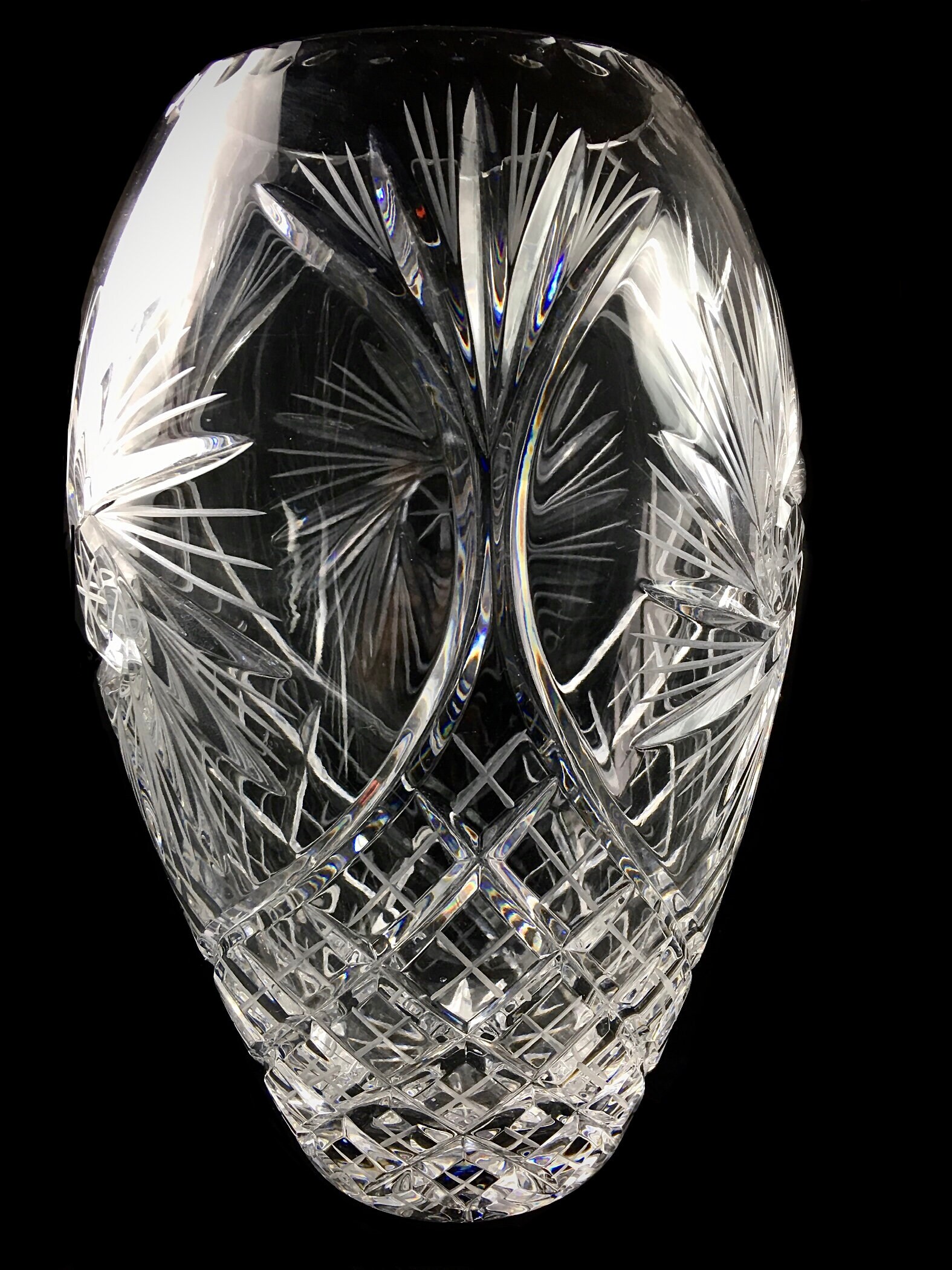 Whirling Star Cut Crystal 12 Inch Oval Vase - Etsy