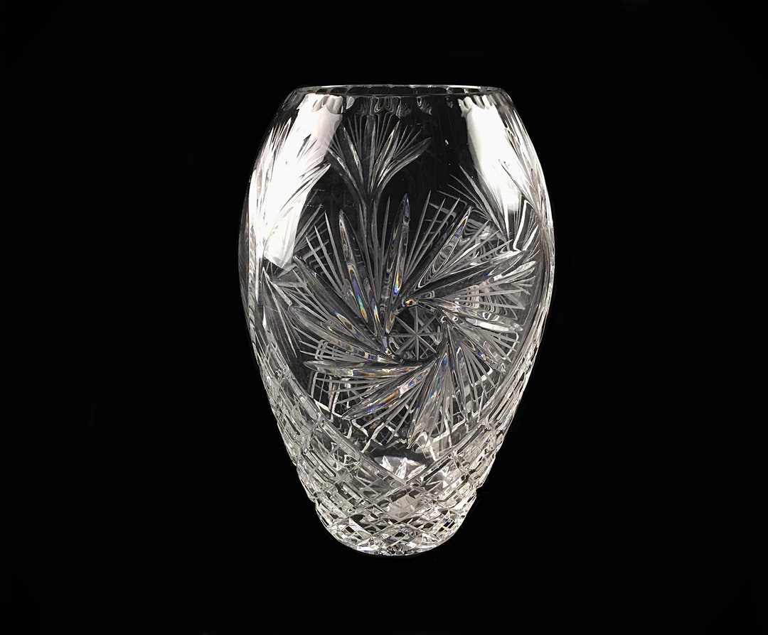 Whirling Star Cut Crystal 12 Inch Oval Vase - Etsy
