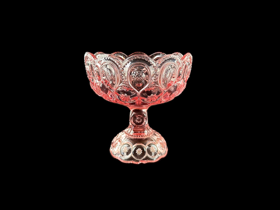 LE Smith Weishar Glass Pink 6.5 Inch Moon and Stars Compote Bowl - Etsy