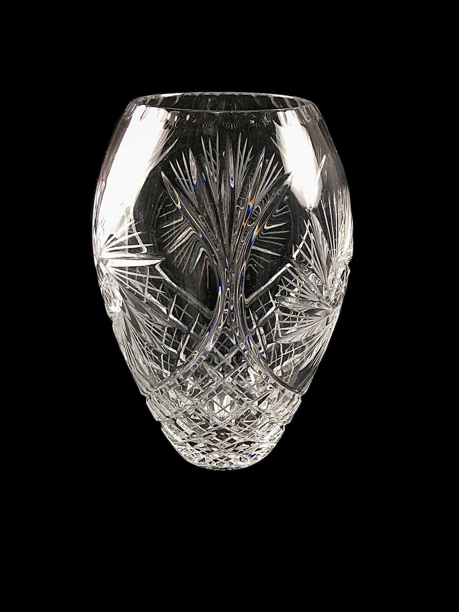 Whirling Star Cut Crystal 12 Inch Oval Vase - Etsy