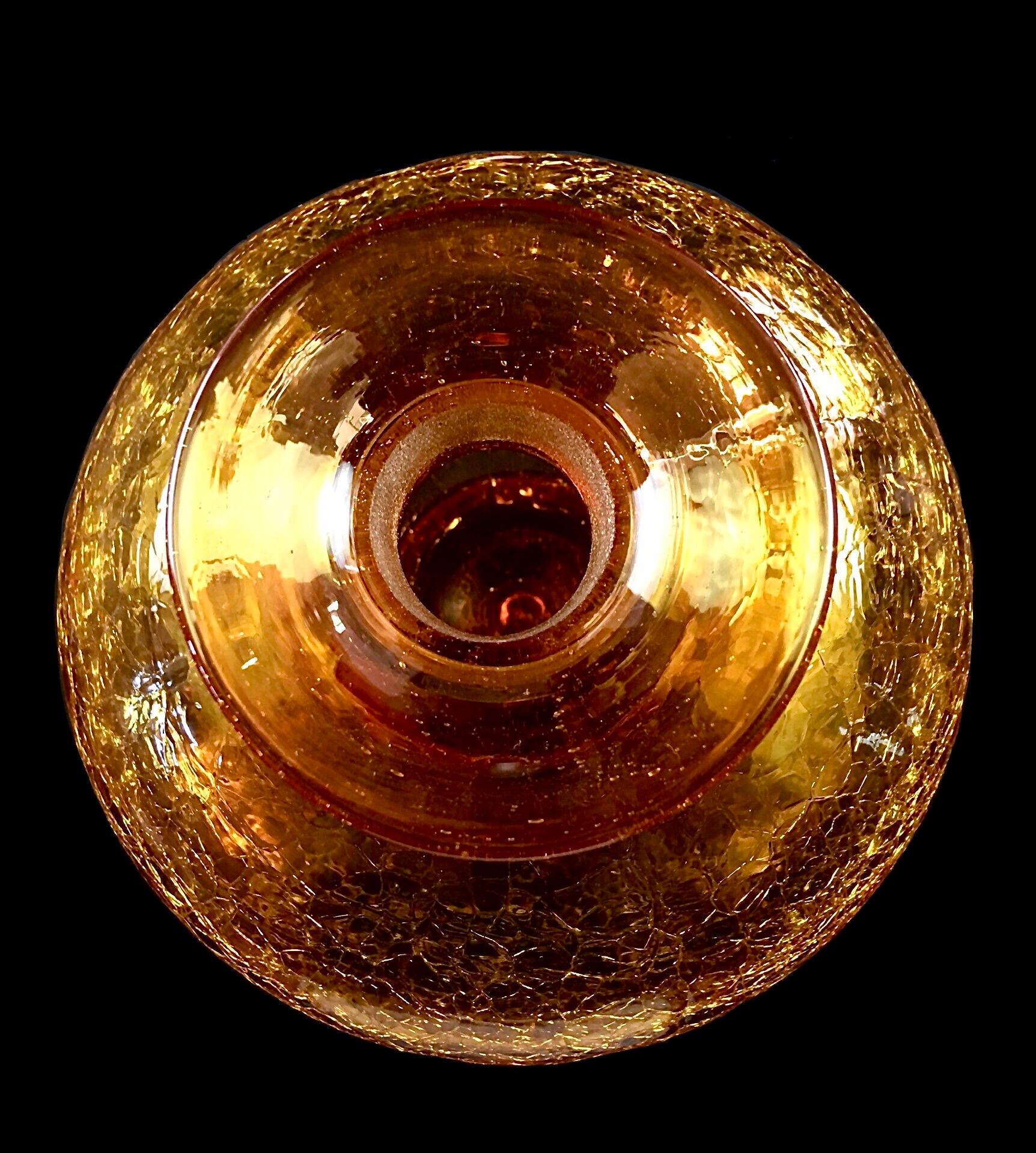 Rainbow Glass Company 9848 Twisted Flame Amber Crackle Glass Decanter ...