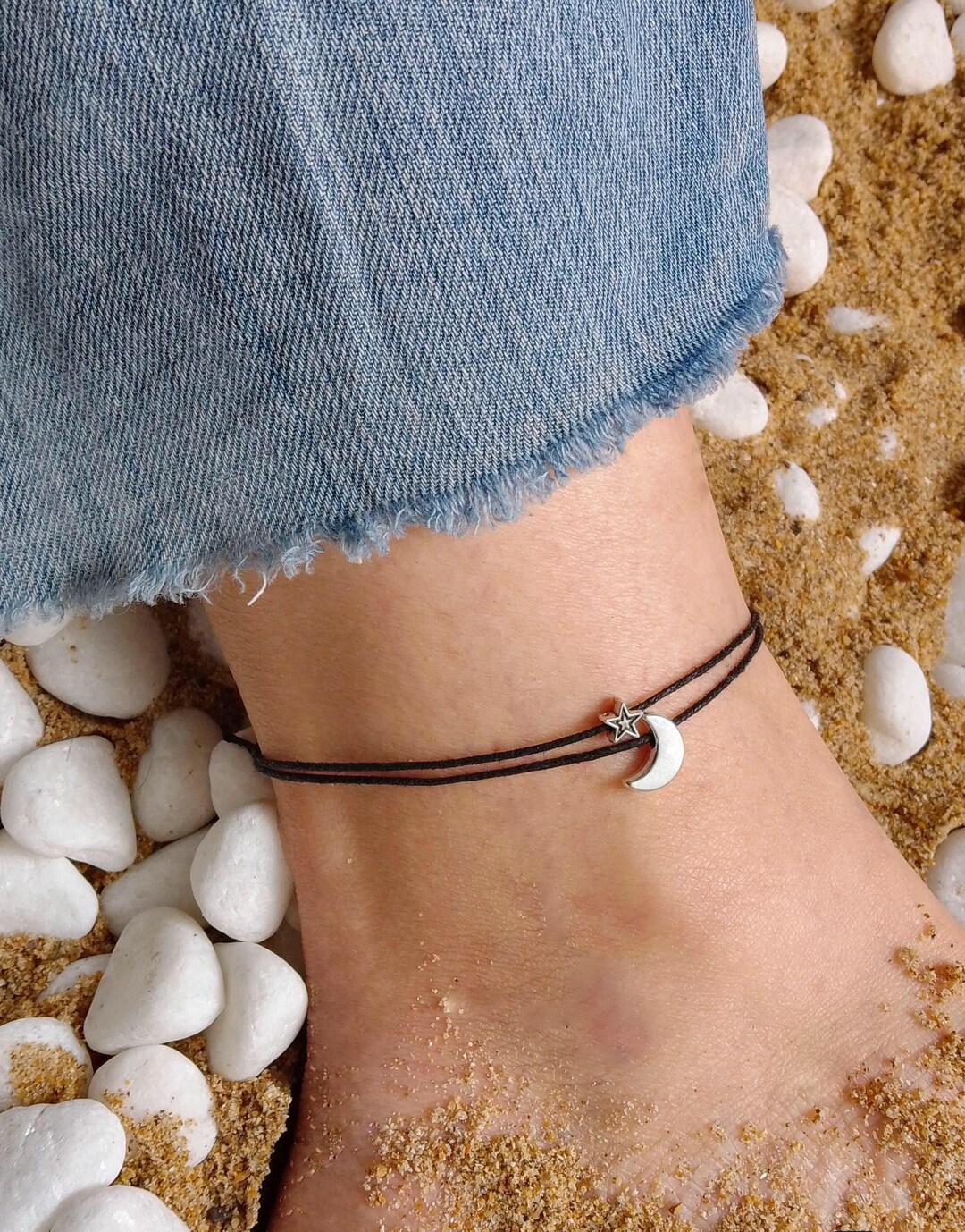 Moon and Star Anklet, Beaded Anklet, Anklet, Beach Anklet, Summer ...