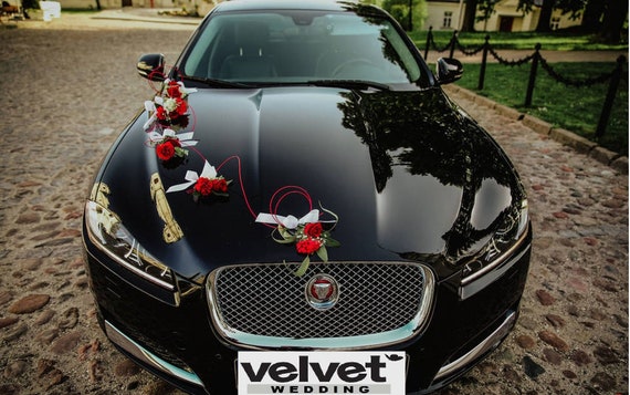 Wedding Car Decorations Red Decoration Kit Flower Decor Ribbon - Etsy