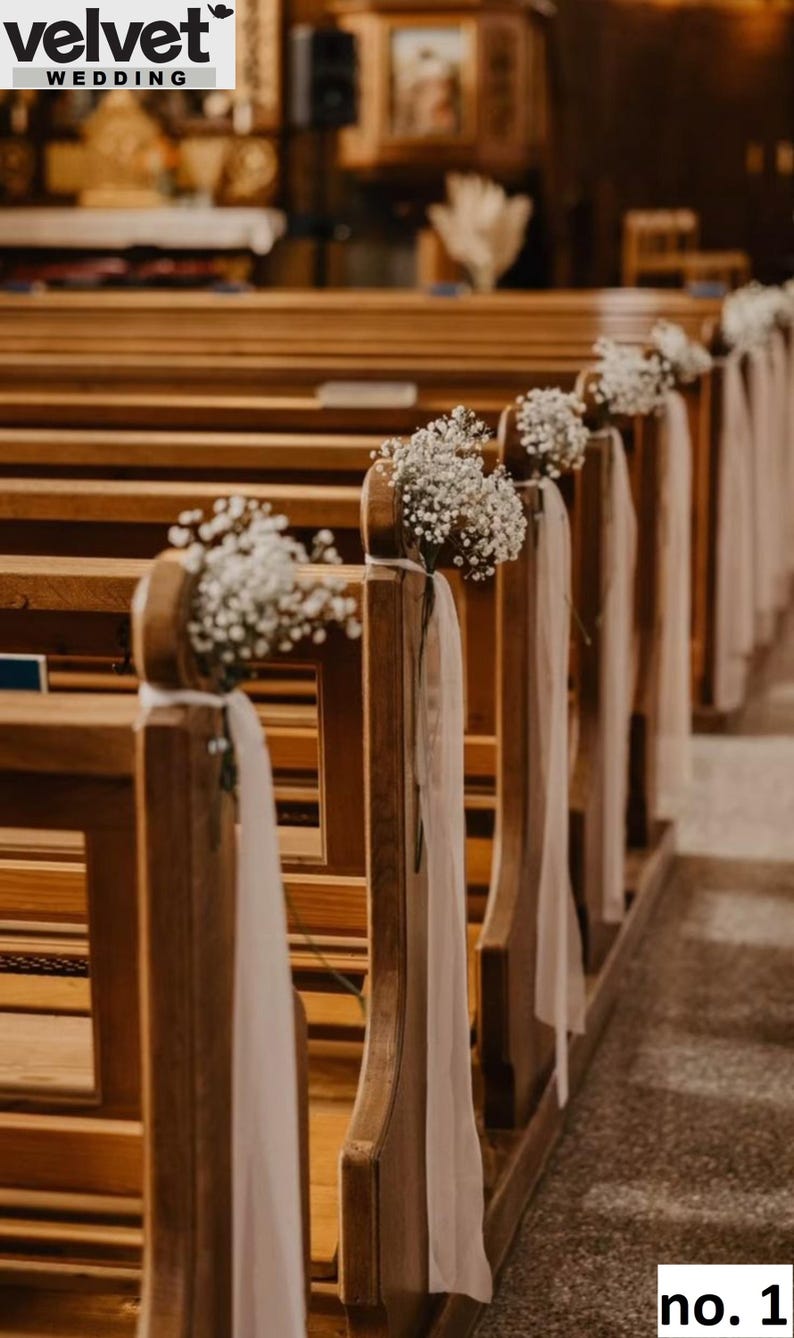 Handmade Gypsophila Wedding Pew Ends: Church Aisle Decoration - Etsy