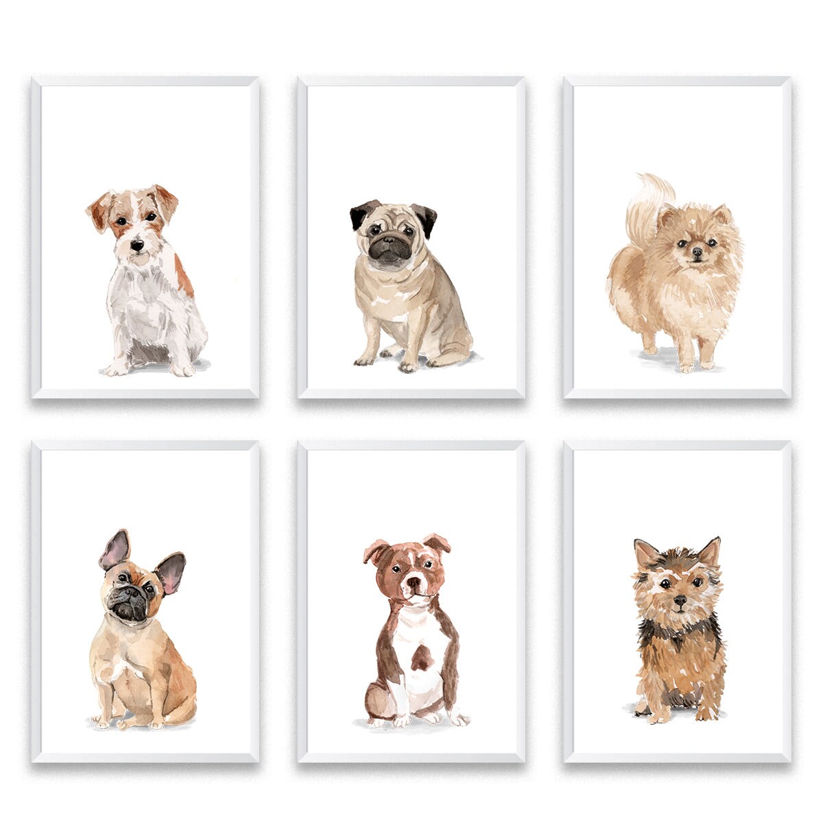 Set of 6 Prints, Dog Print Set, Dog Prints, Dog Wall Art, Nursery Decor ...