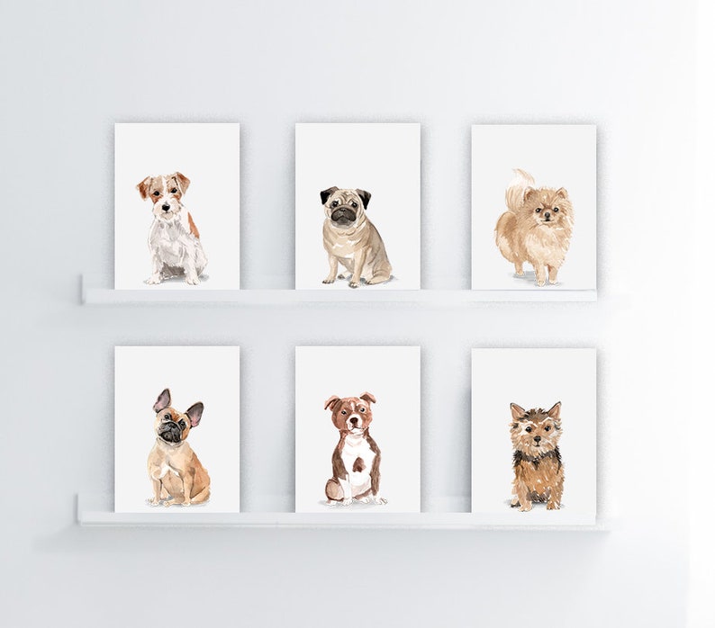 Set of 6 Prints, Dog Print Set, Dog Prints, Dog Wall Art, Nursery Decor ...