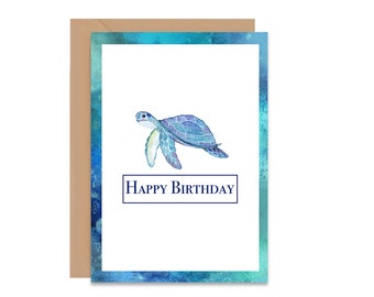 Turtle birthday card | Etsy