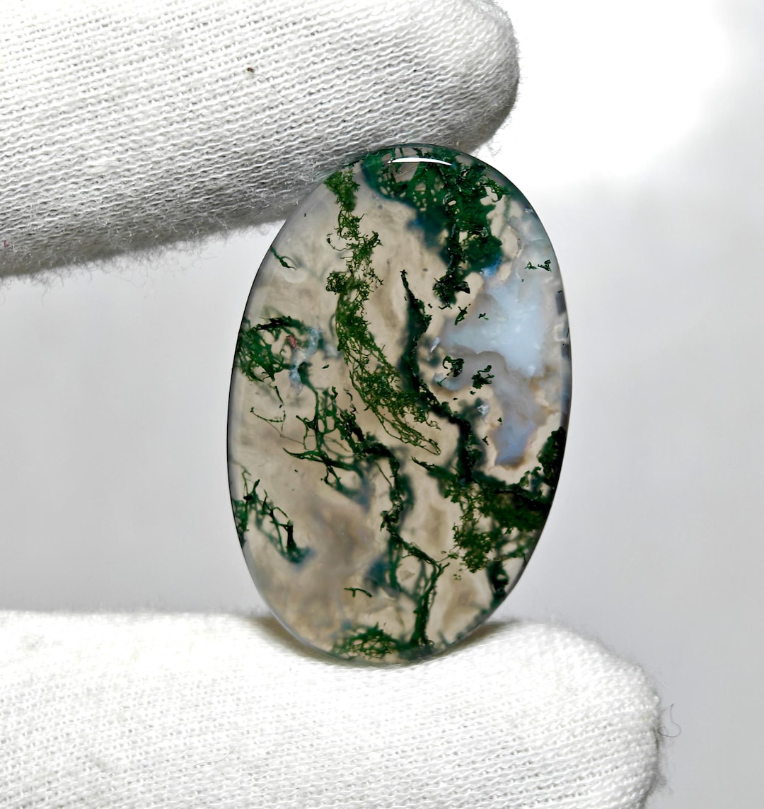 Natural Moss Agate Gemstone Moss Agate Cabochon Loose Gemstone Semi ...