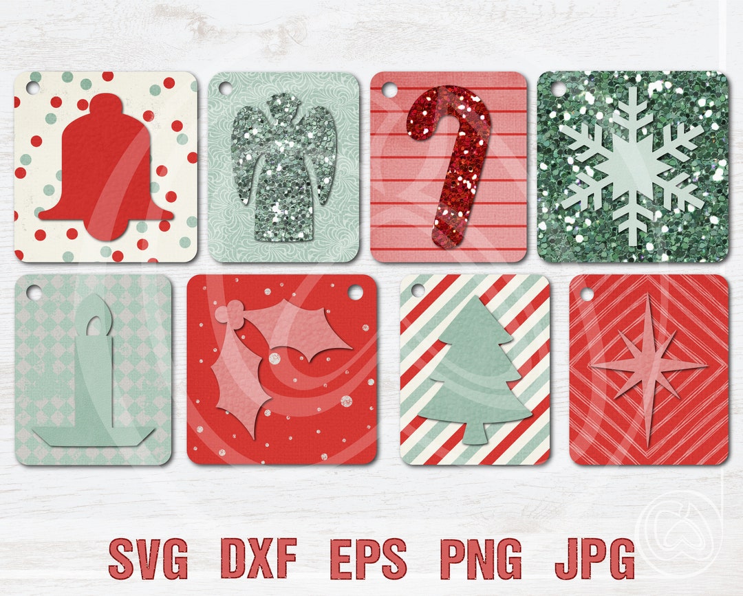 Christmas Gift Tag SVG Bundle Cut Files Holiday Gift Tag Vector Set ...