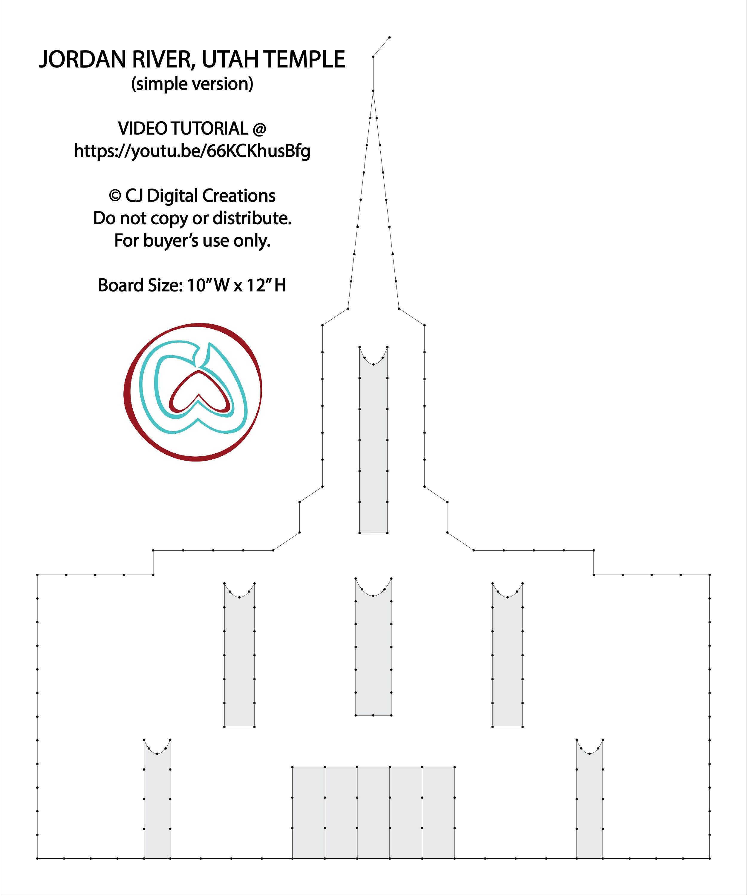 Jordan River, Utah LDS Temple String Art Template | Simple 10x12 | LDS ...
