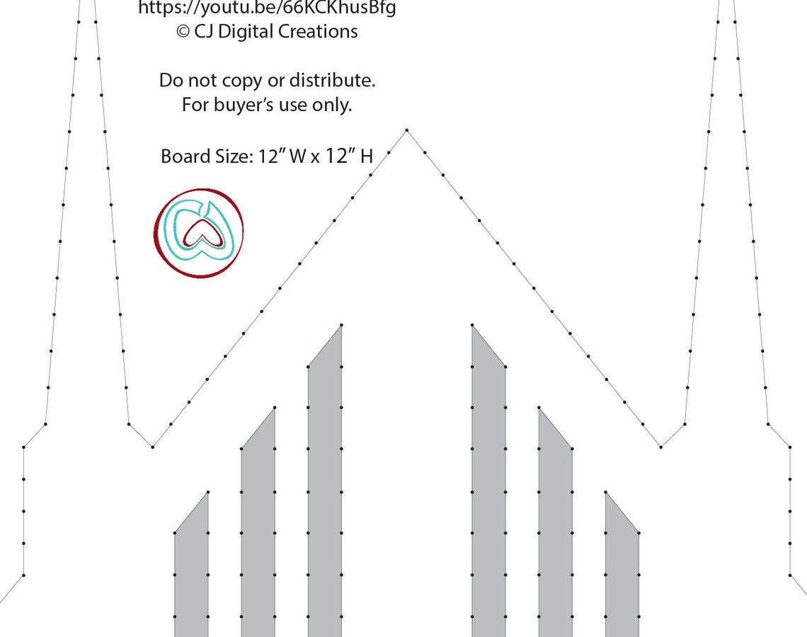 Las Vegas, Nevada LDS Temple | String Art Template | Simple 12x12 | LDS ...