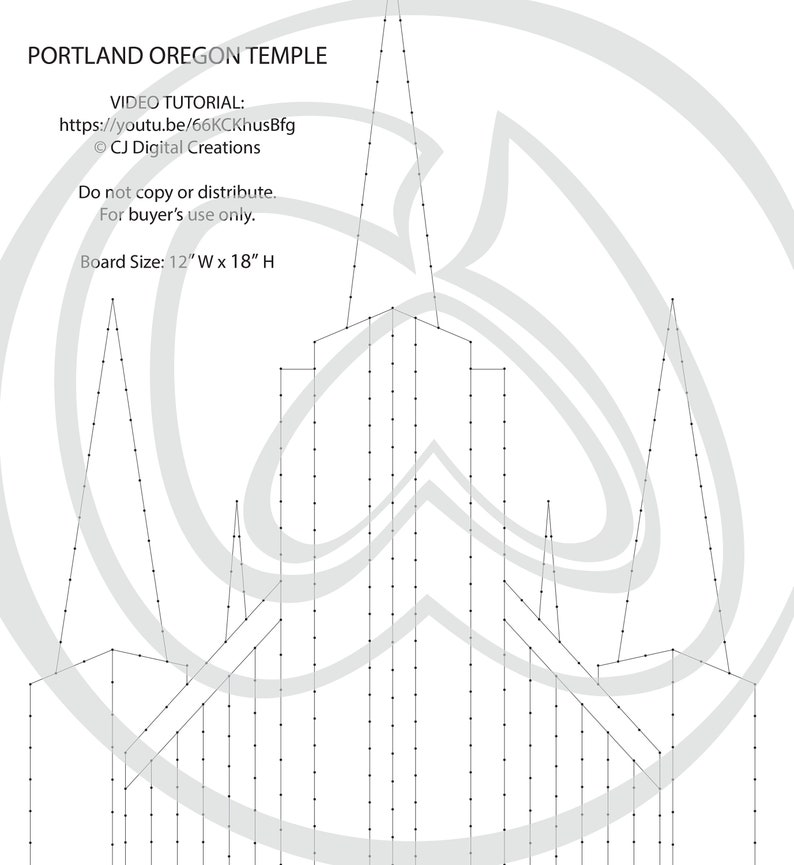 Portland, Oregon LDS Temple String Art Template Detailed 12x18 LDS ...