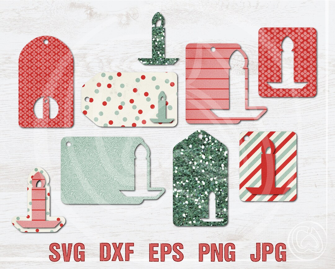 Candle Christmas Gift Tag SVG Cut File Bundle Printable Xmas Gift Tag ...