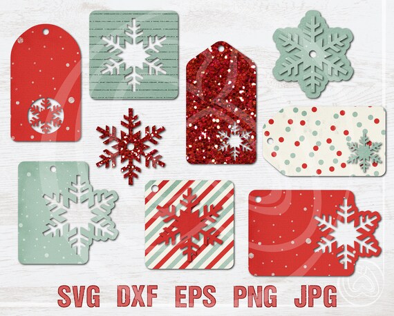 Snowflake Christmas Gift Tag SVG Cut File Bundle Printable - Etsy