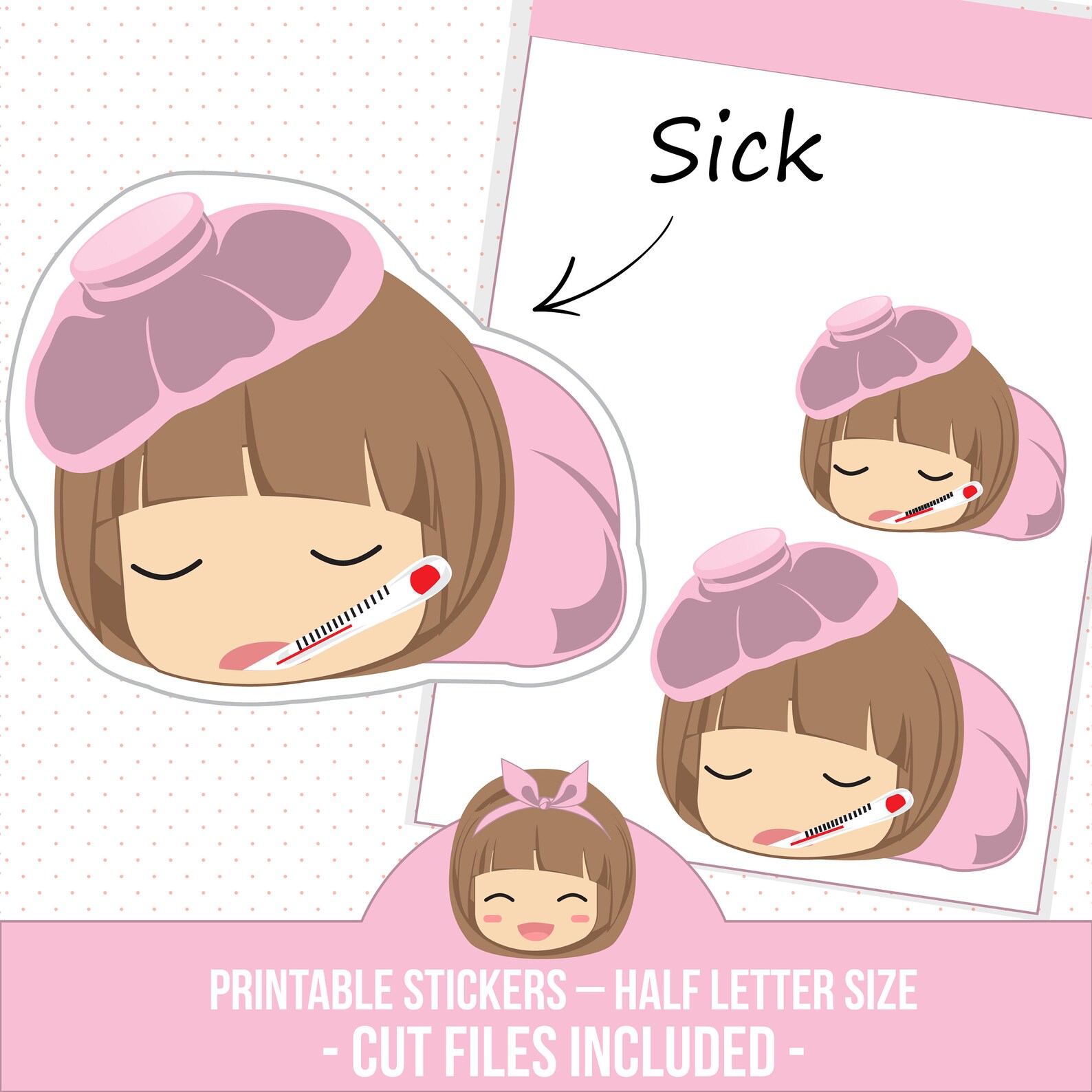 Doctor remainder Sick stickers Health stickers Kawaii girl | Etsy