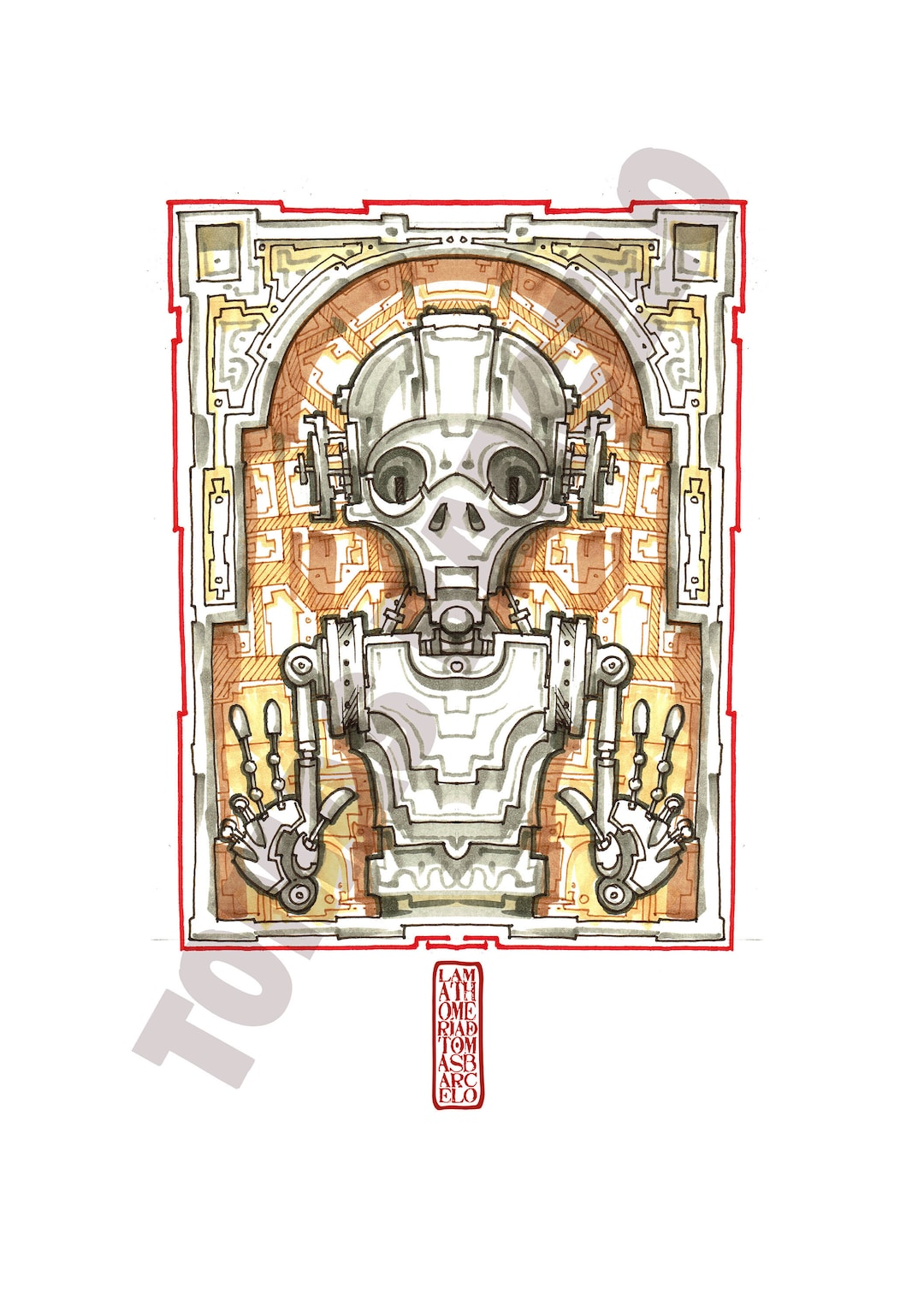 ROBOT SKETCH. Digital Scanned Drawing by Tomas Barceló. - Etsy
