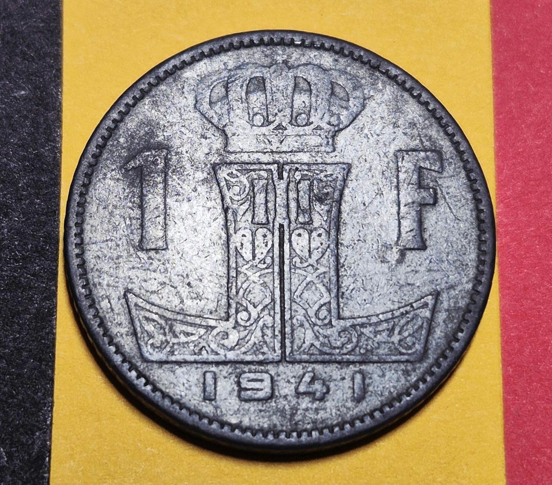 1941 Belgium 1 Franc — WWII German Occupation / Leopold III Prisoner ...