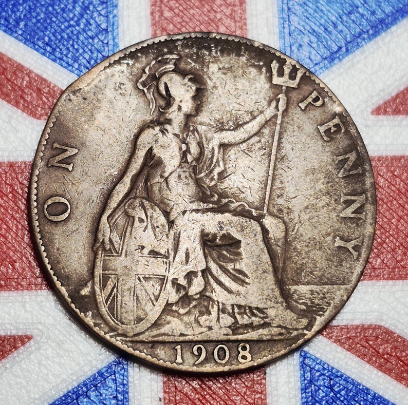 1908 United Kingdom Penny – Pre-wwi / King Edward VII – Britannia ...