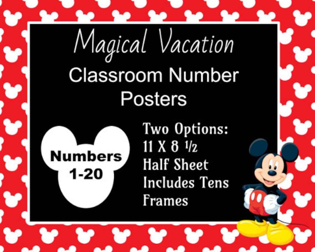 Magical Vacation: Classic Characters Number Posters - Etsy