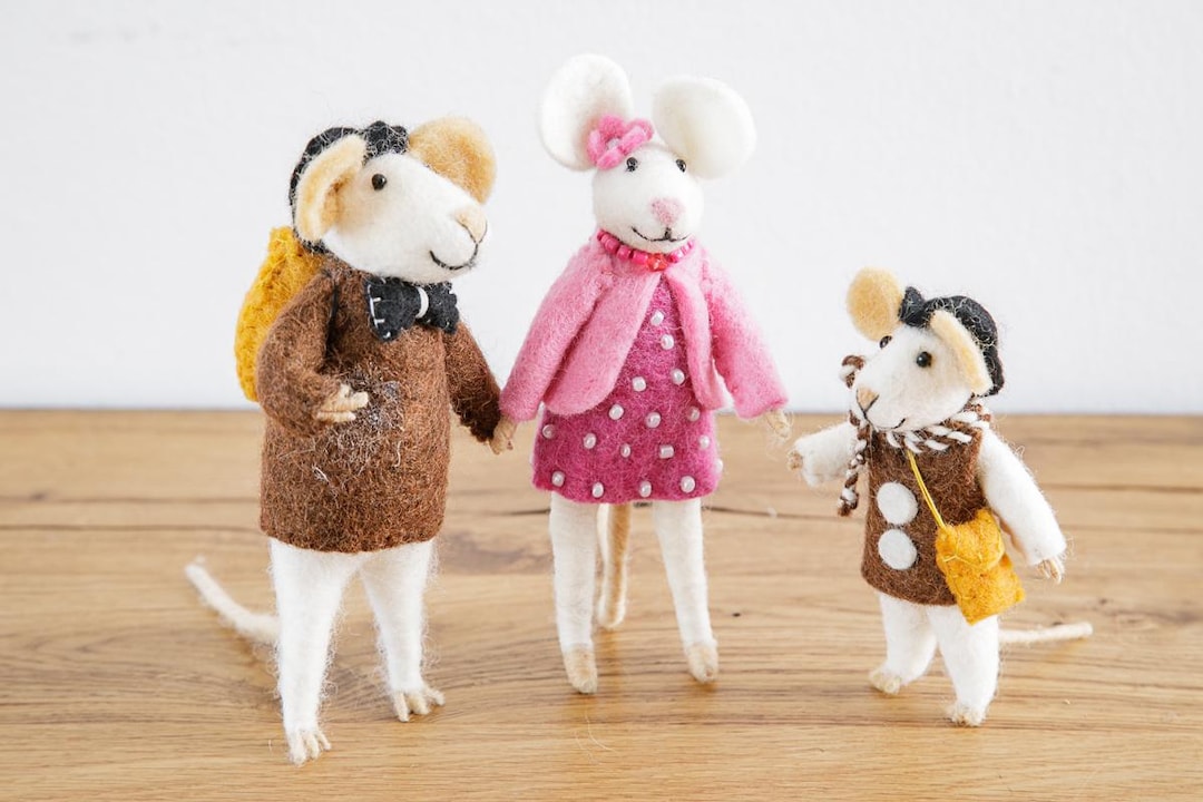 Figure Mouse Decorative Figures Mouse Family Felt Mouse Mice Figures ...