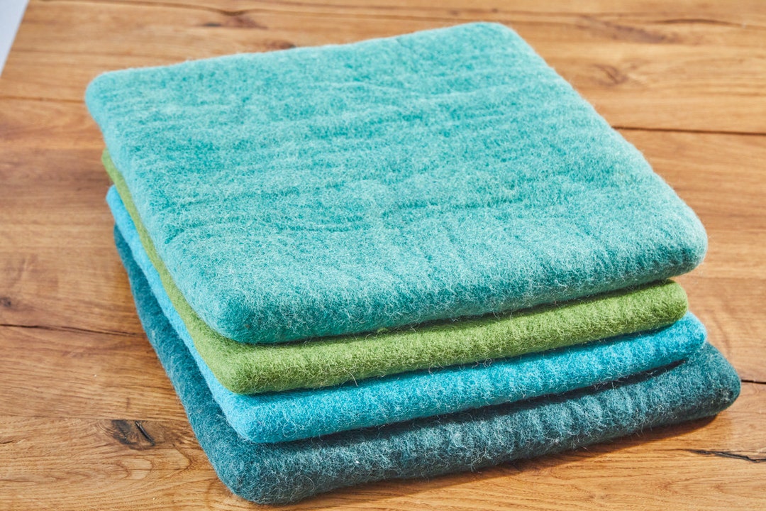 Seat Cushion Made of Felt Square 40 X 40 Cm Colorful Turquoise Blue ...