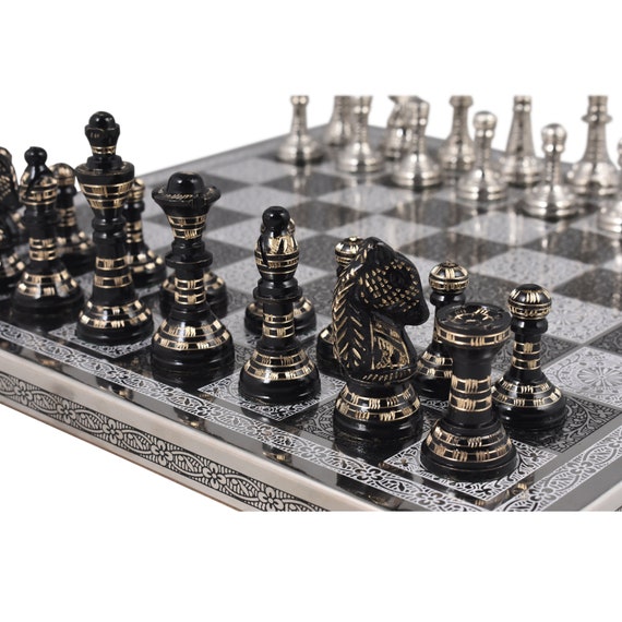12 Metal Luxury Chess Pieces & Board Set Staunton | Etsy
