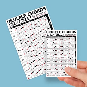 Small + Large Ukulele Chords Cheatsheet Bundle (laminated & Double ...