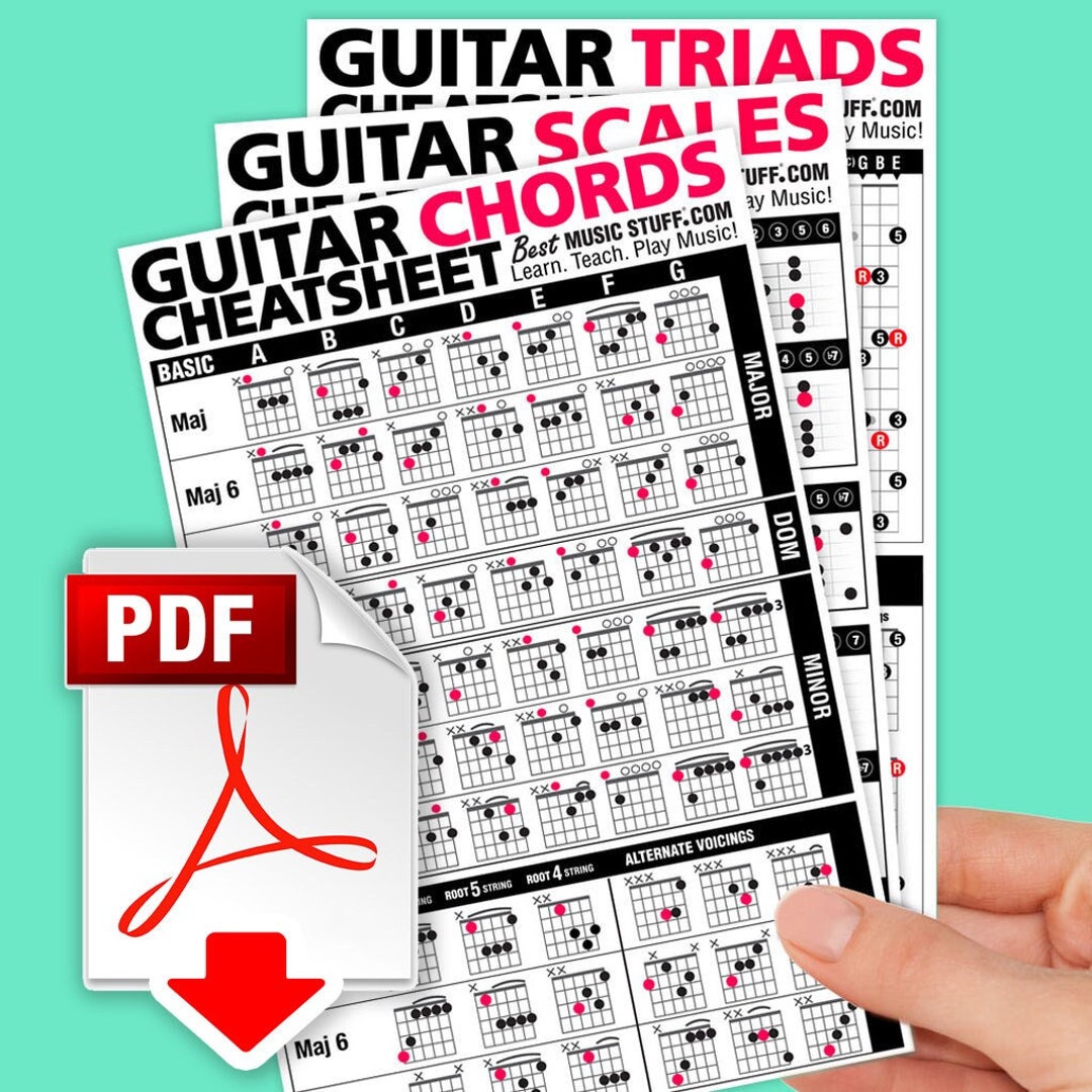 JUMBO Guitar Cheatsheet Bundle Quick Reference Printable PDF 8.5" X 11 ...