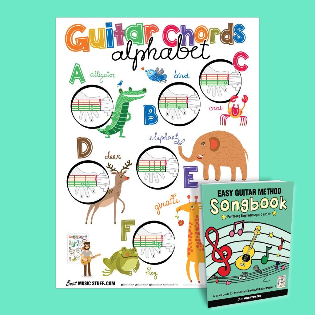 Guitar Chords Alphabet Kids Poster 18x24 Easy - Etsy