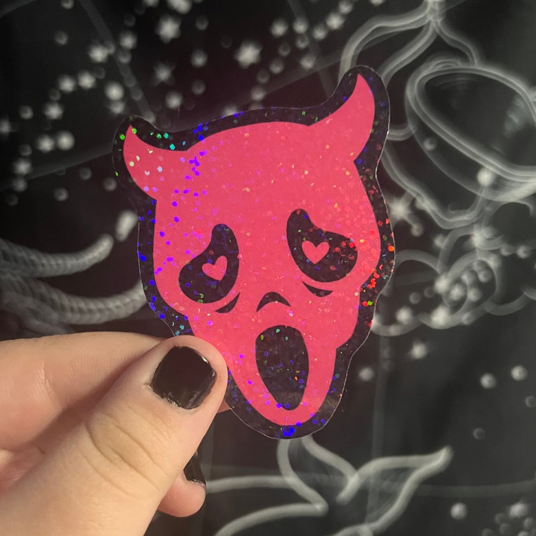 Pink Devil Ghostface Sticker Holographic Glittery Sticker 3 Inch Vinyl ...