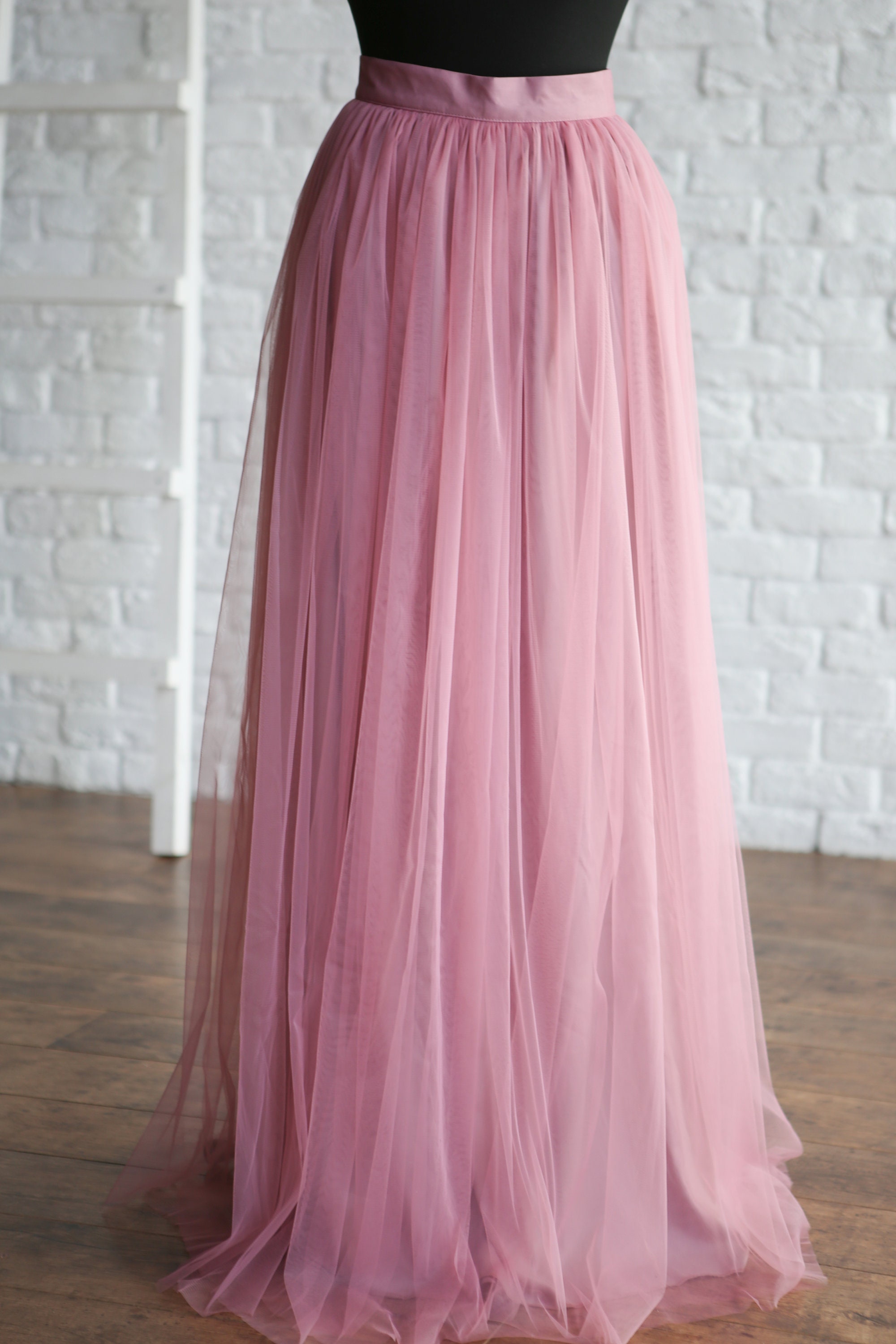 Dusty Pink Long Tulle Skirt Tulle Skirt Women Maxi Tulle Etsy