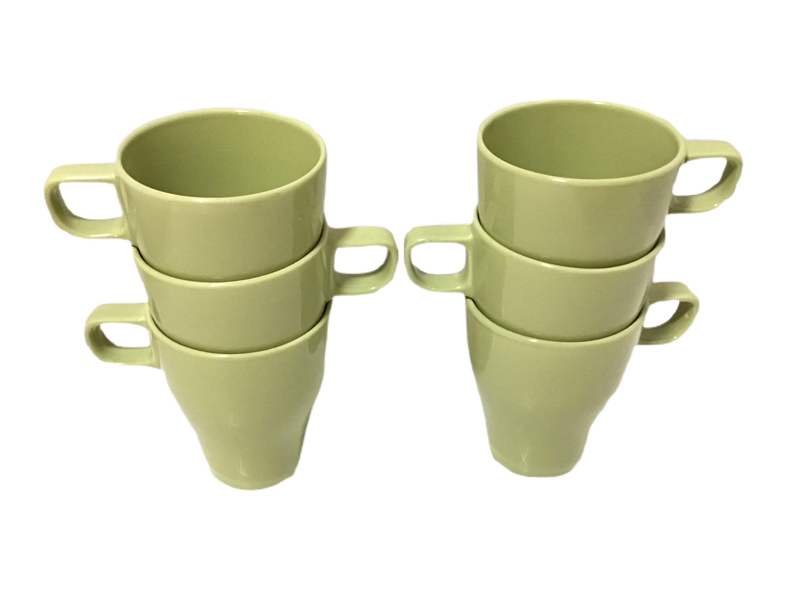 Mid Century Stackable Coffee Cups Mugs Lime Green Set of 6 - Etsy