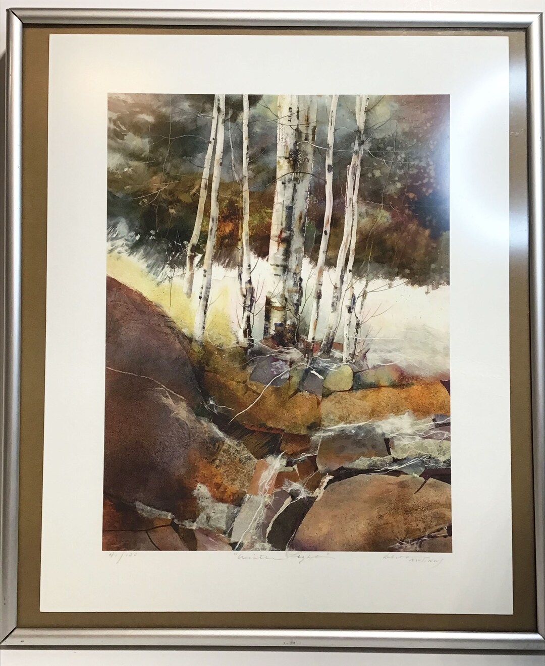 Vintage Signed Color Lithograph Winter Scene Framed Numbered 41/100 - Etsy