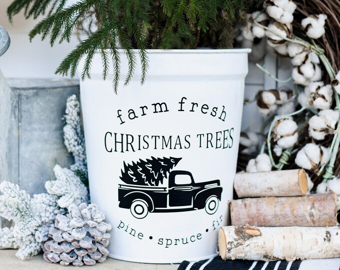 Snowflake Galvanized Metal Bucket Whitewashed 7 Diameter X 5.5 Height ...