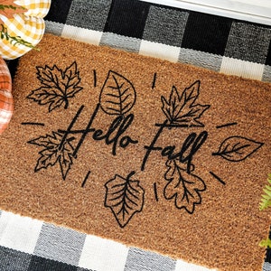 Hello Fall Doormat Fall Vibes Welcome Mat Front Porch - Etsy