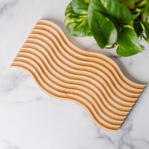 Long Maple Wood Wavy Board Display Modern Boho Decor | Serving Tray ...