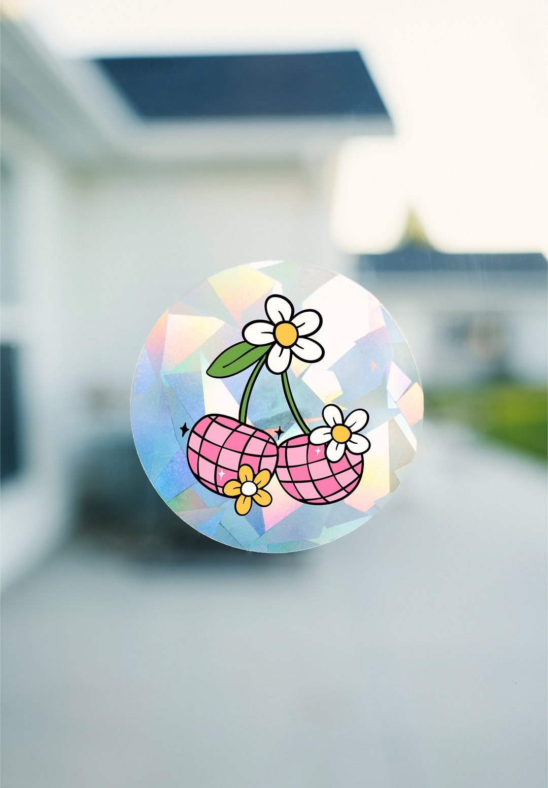 Suncatcher Cherries | Cute Retro Disco Cherry and Daisy Rainbow Maker ...