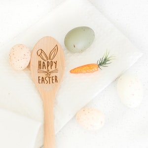Happy Easter Wooden Spoon | Spring Easter Bunny Rabbit Wood Cooking ...