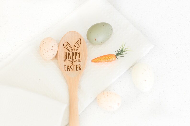 Happy Easter Wooden Spoon Spring Easter Bunny Rabbit Wood - Etsy