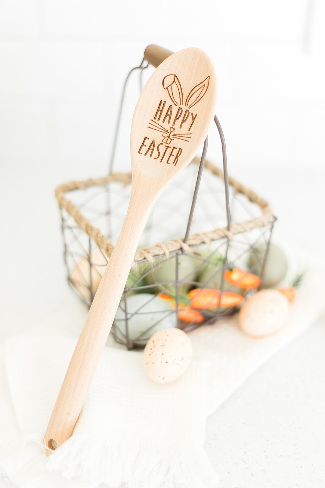 Happy Easter Wooden Spoon Spring Easter Bunny Rabbit Wood - Etsy