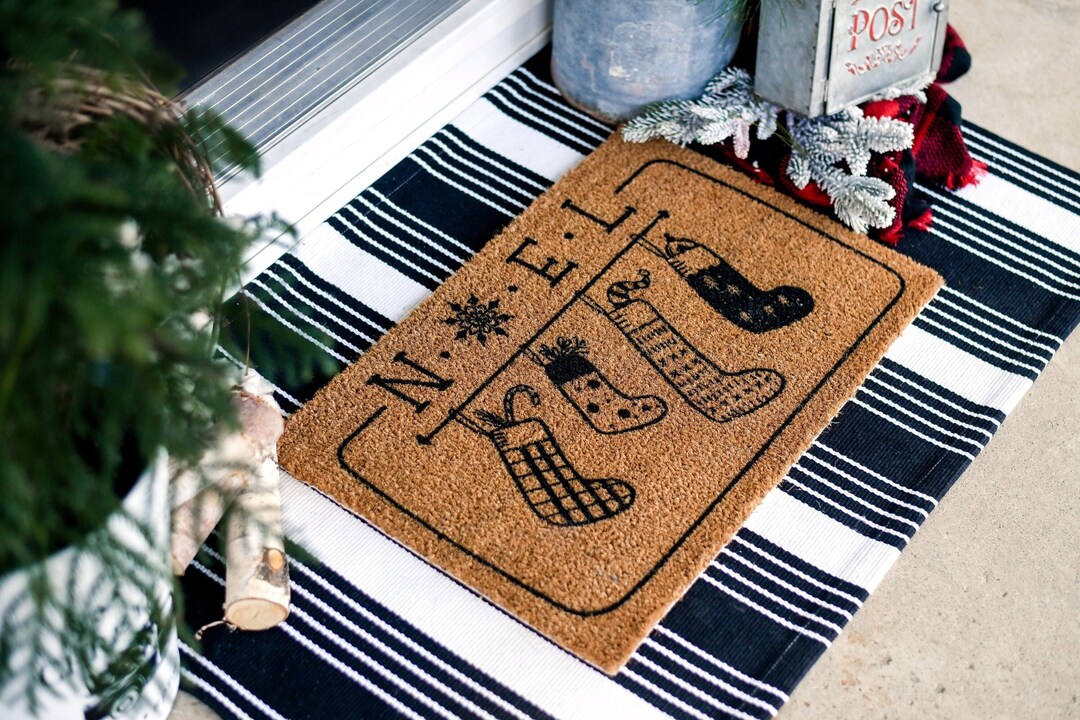 Christmas Welcome Mat | Merry Christmas Noel Stockings Door Mat Front ...