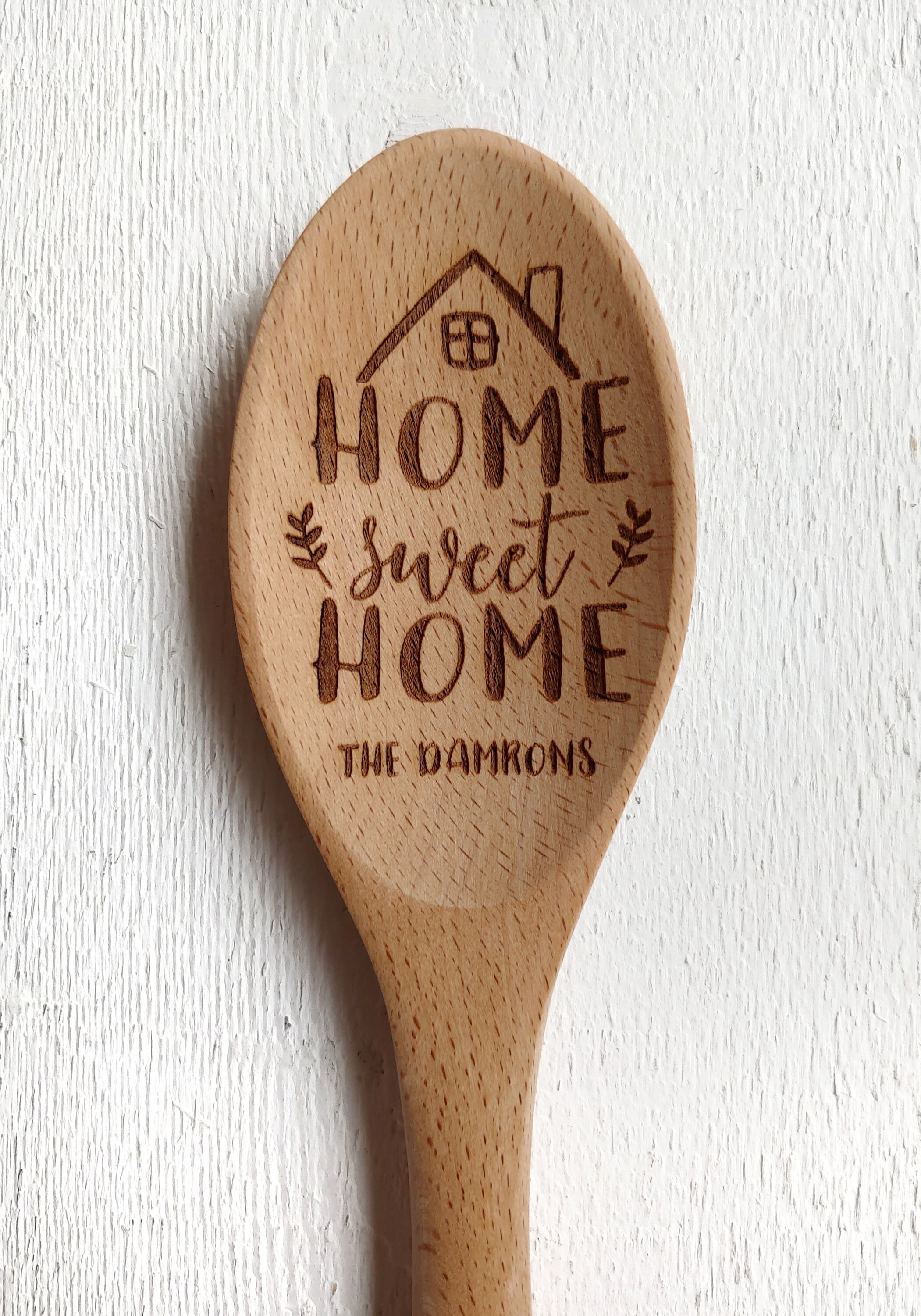 Housewarming Gift | Personalized Wooden Spoon Home Sweet Home With Last ...