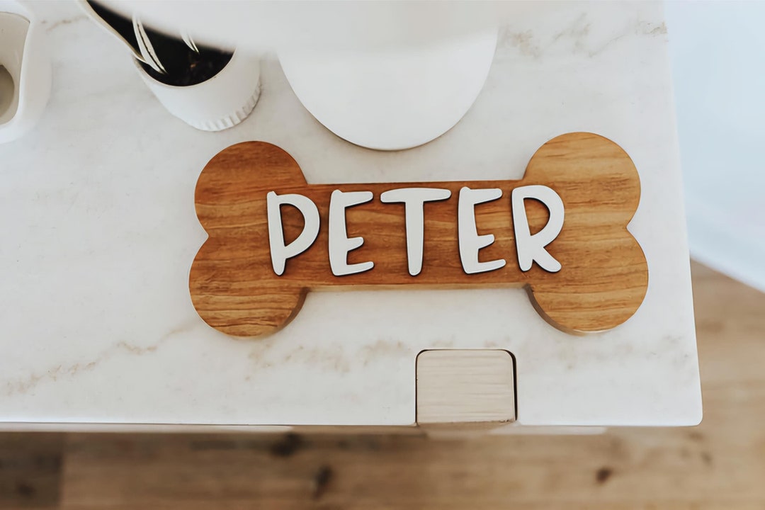 Wood Dog Bone Name Sign Personalized Custom Dog's Name Plaque 3D Pet ...
