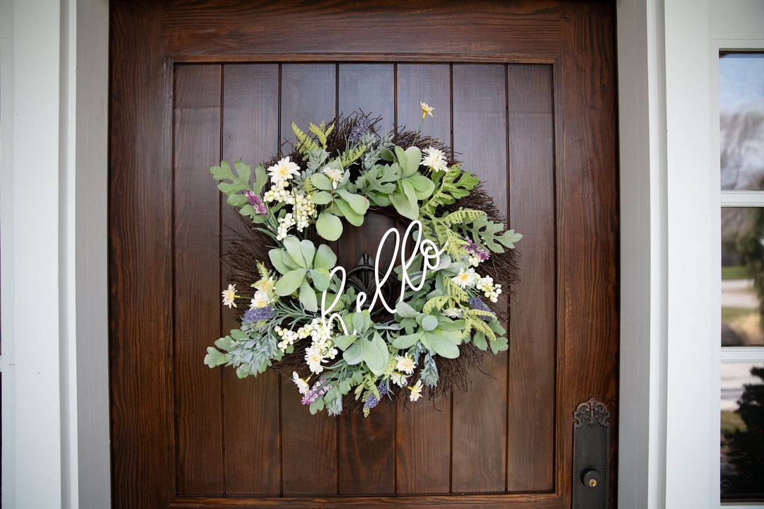 Hello Sign Hello Laser Cutout Hello Wreath Sign Cursive - Etsy
