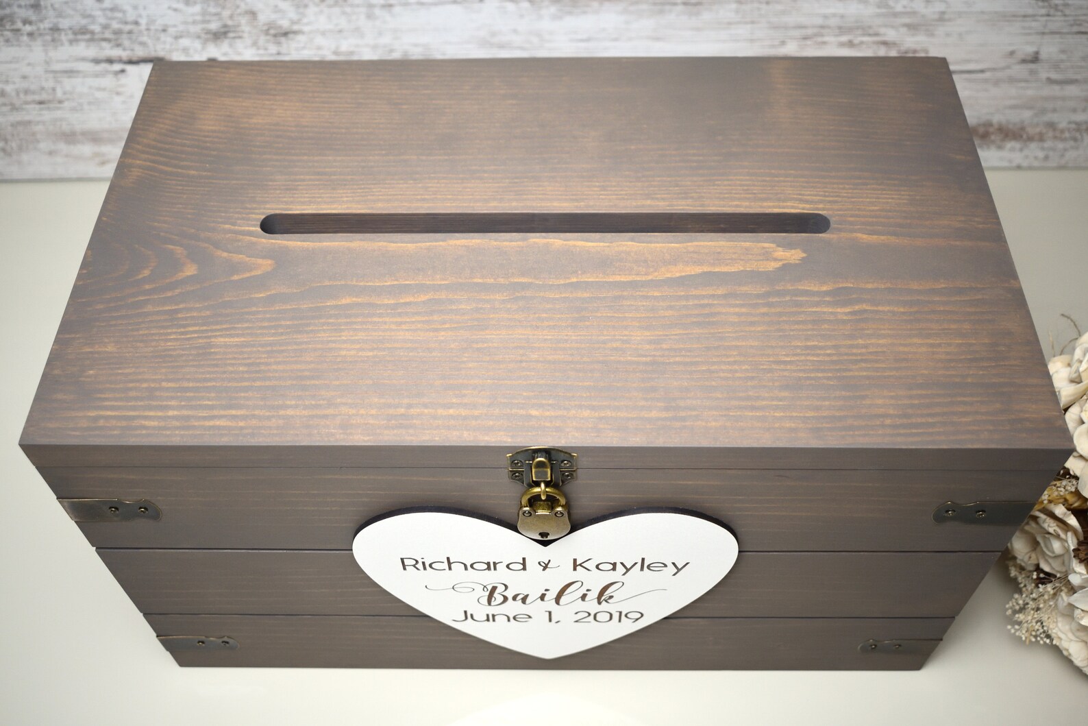 Wood Wedding Card Box With Slot Large Wedding Card Box With - Etsy