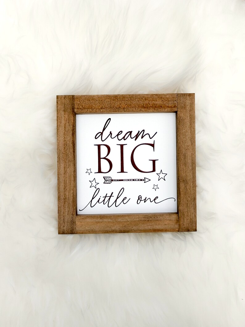Dream Big Little One Nursery Sign | Wood Framed Mini Shelf Decor for ...