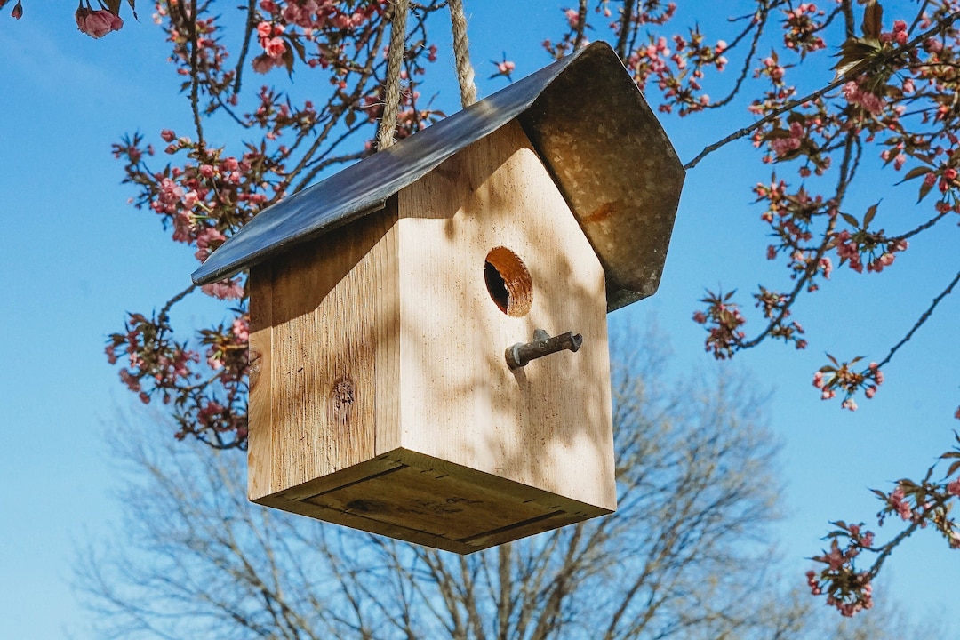 Galvanized Metal and Wood Birdhouse | Cedar Outdoor Birdhouse Made From ...