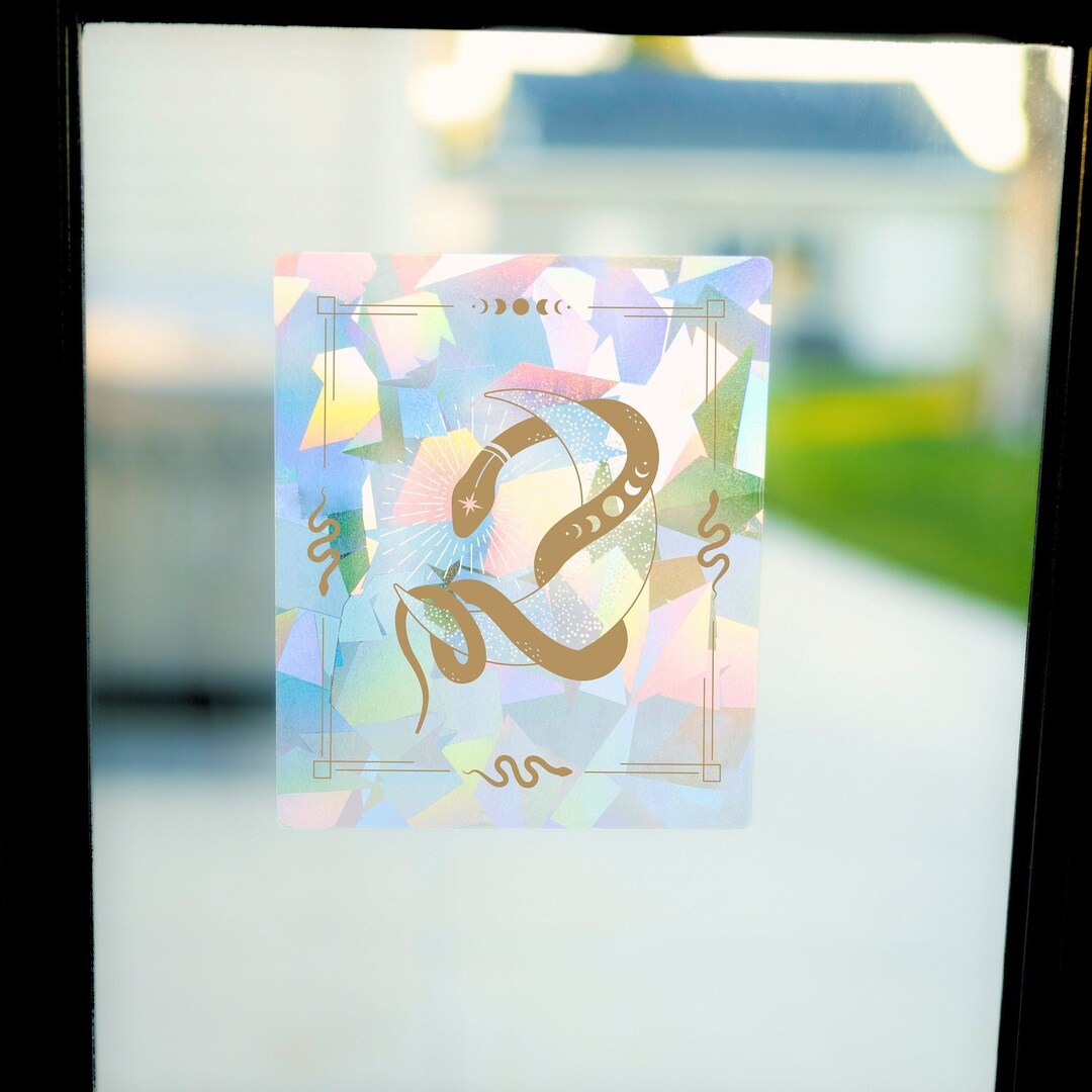 Suncatcher Celestial Snake | Boho Snake Wrapped Around Moon Phases ...